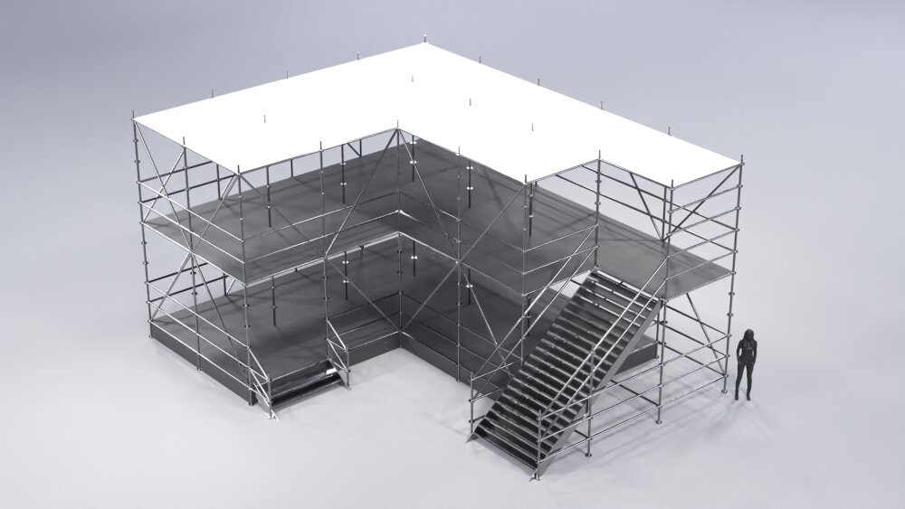 Scaffolding System with Dual Stair Access 3D model - Download ...
