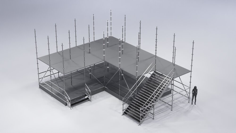 Scaffolding System with Dual Stair Access 3D model - Download ...