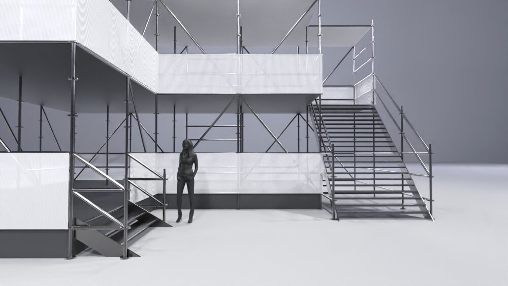 Scaffolding System with Dual Stair Access 3D model - Download ...