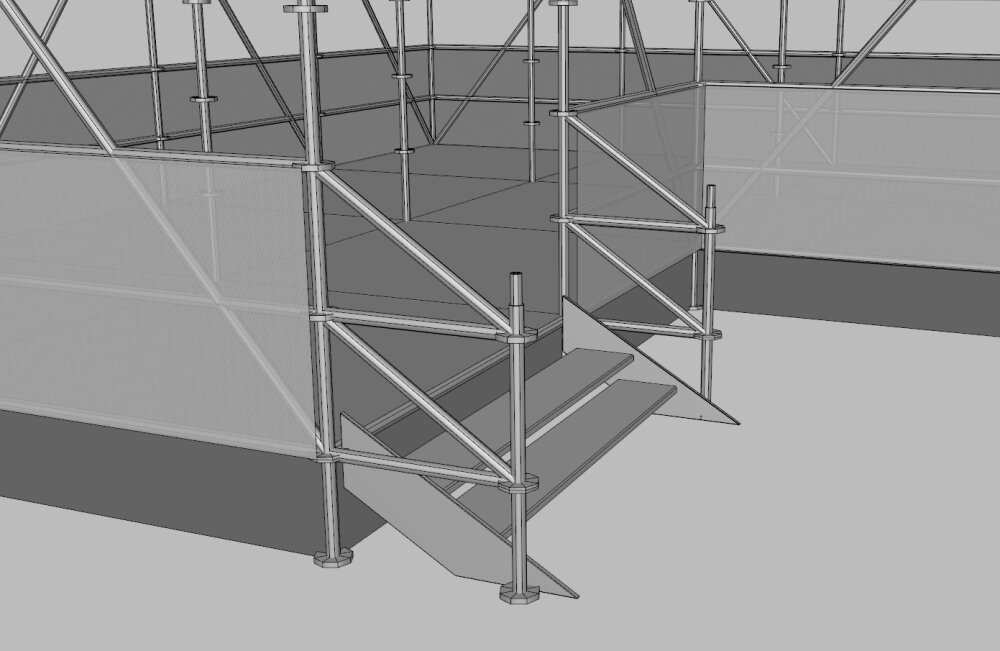 Scaffolding System with Dual Stair Access 3D model - Download ...