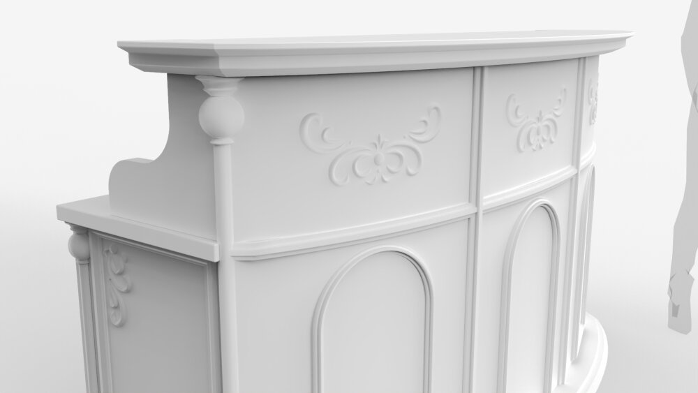 Elegant Curved Bar Counter with Ornate Detailing 3D model - Download ...