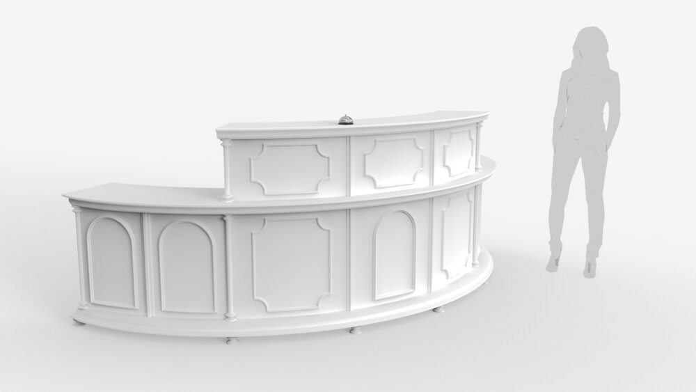 Luxury Curved Reception Desk with Raised Panel Design 3D model ...
