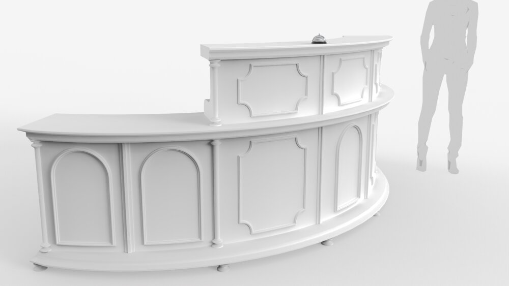 Luxury Curved Reception Desk with Raised Panel Design 3D model ...
