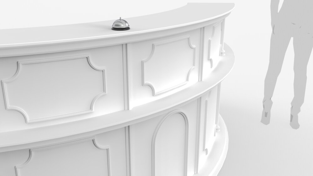 Luxury Curved Reception Desk with Raised Panel Design 3D model ...