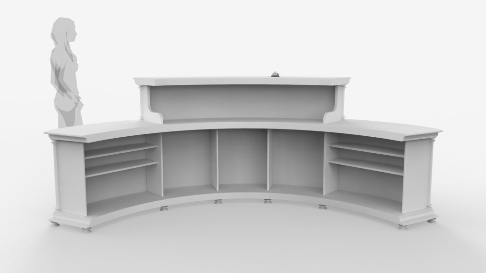Luxury Curved Reception Desk with Raised Panel Design 3D model ...