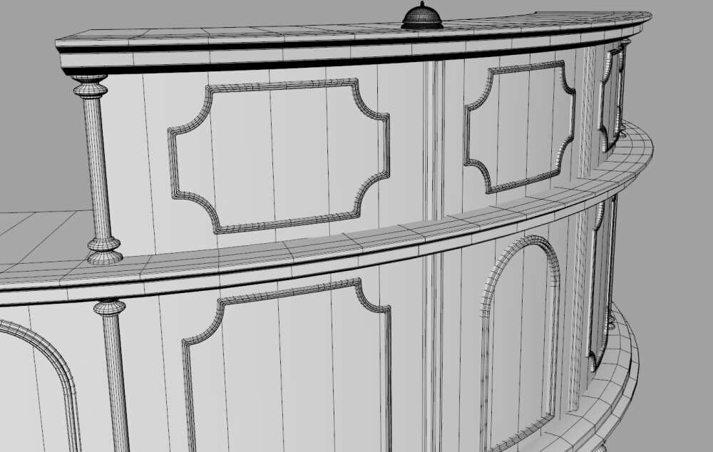 Luxury Curved Reception Desk with Raised Panel Design 3D model ...