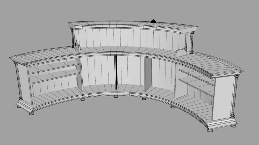 Luxury Curved Reception Desk with Raised Panel Design 3D model ...