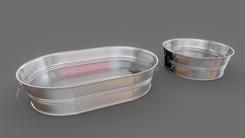 Metal Tubs – Round and Oval 3D model - Download Tableware on 3DModels.org
