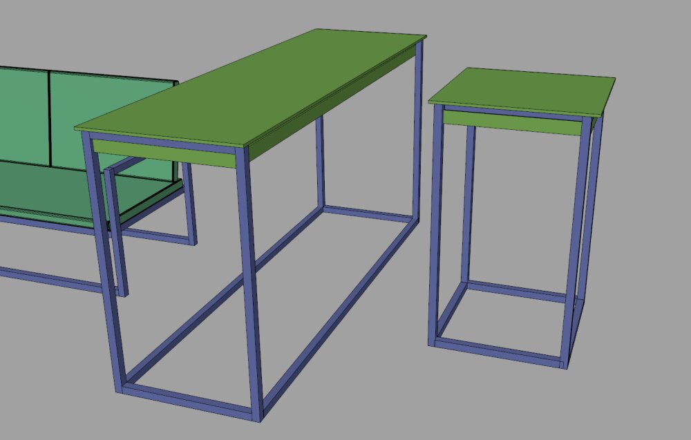 Modern Minimal Bench and Tables Set 3D model - Download Furniture Set ...