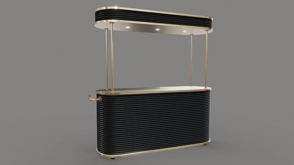 Pop Up Cart with Integrated Overhead Lighting and Ribbed Black Design ...
