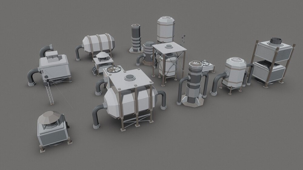 Rooftop Pack – 17 Pieces 3D model - Download Building components on ...