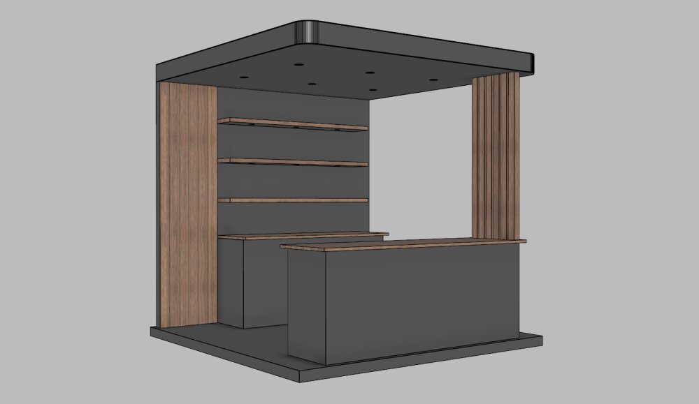 Stand Bar with Wood Accents and Integrated Lighting 3D model - Download ...