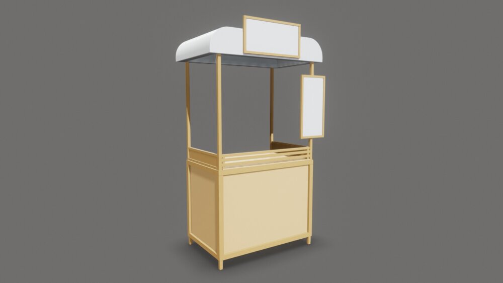 Street Market Wooden Stand 3D model - Download Street elements on ...