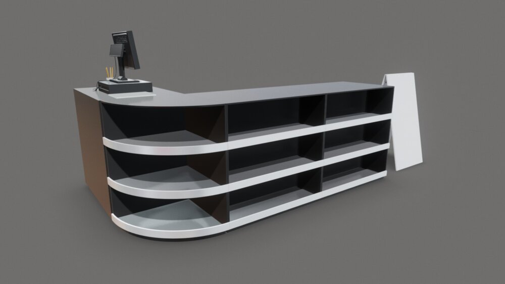 Super Market Cashier Counter 3D model - Download Commercial Appliance ...