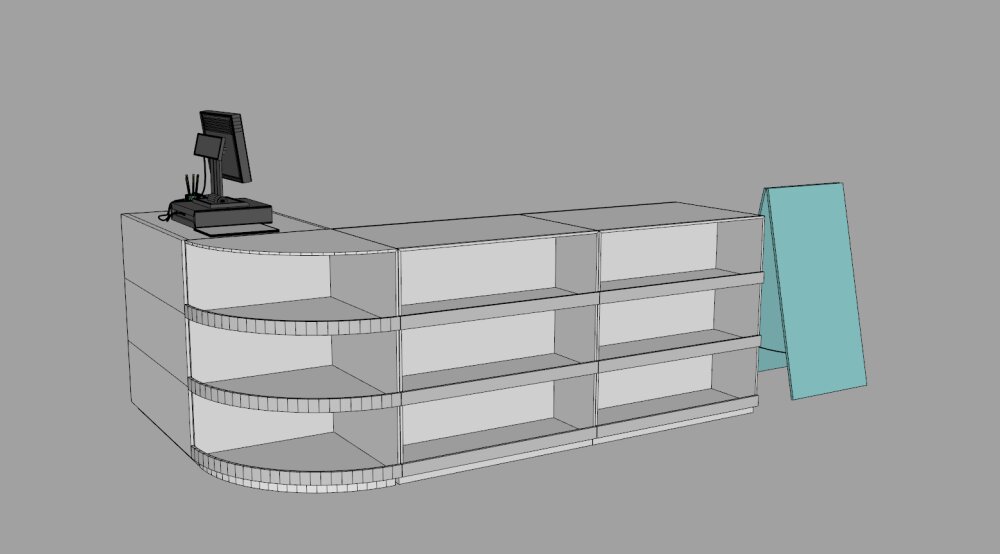 Super Market Cashier Counter 3D model - Download Commercial Appliance ...
