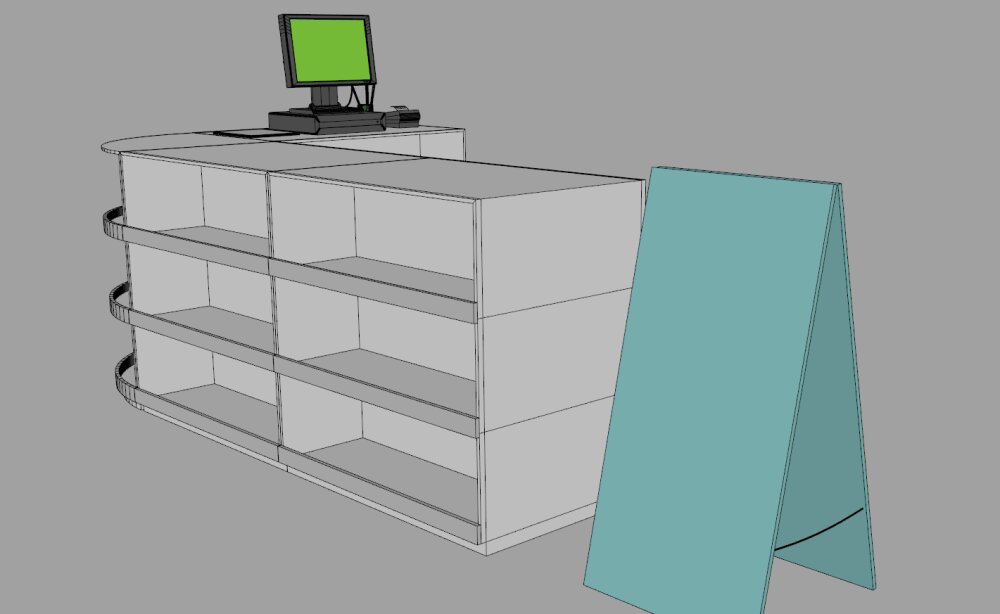 Super Market Cashier Counter 3D model - Download Commercial Appliance ...