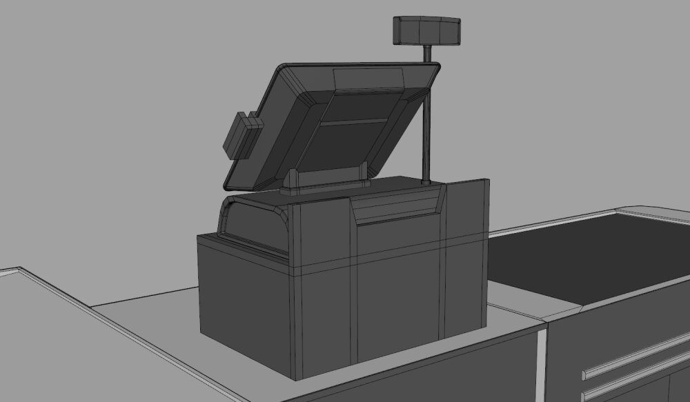 Supermarket Checkout Counter Cashier 3D model - Download Commercial ...