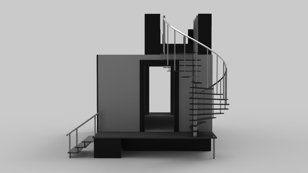 Two Level Stage with Coil Stairs 3D model - Download Street elements on ...