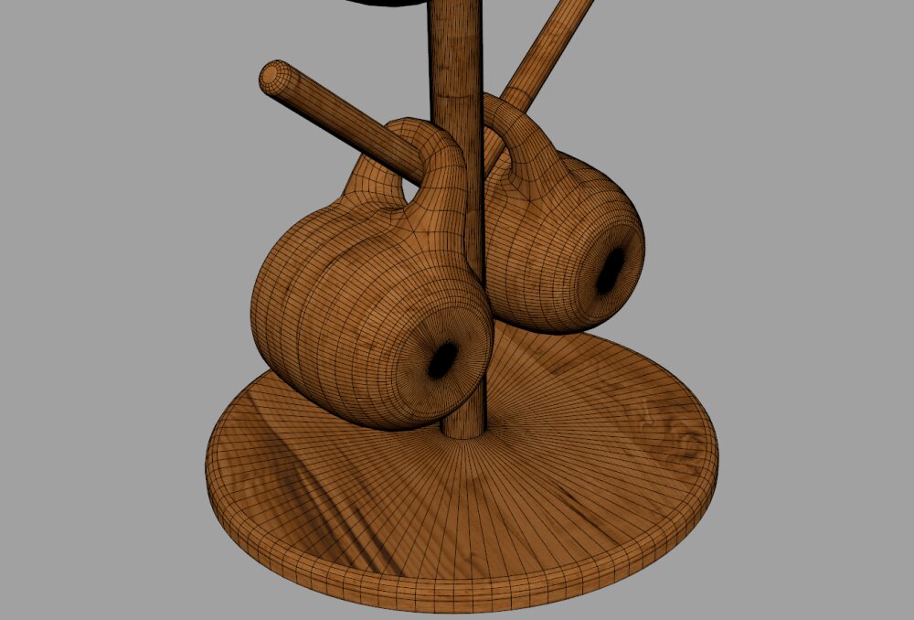 Wooden Cups with Holder 3D model - Download Tableware on 3DModels.org