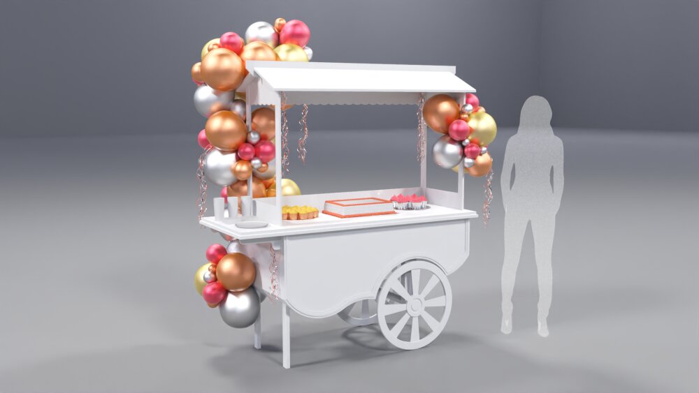 Wooden Party Candy Cart with Balloons 3D model - Download Street ...