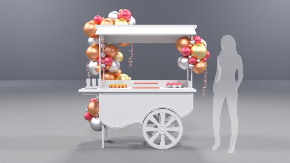 Wooden Party Candy Cart with Balloons 3D model - Download Street ...