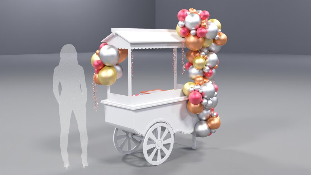 Wooden Party Candy Cart with Balloons 3D model - Download Street ...