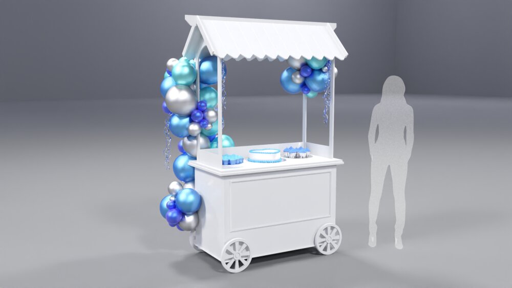 Wooden Party Candy Cart with Blue Balloons 3D model - Download Street ...