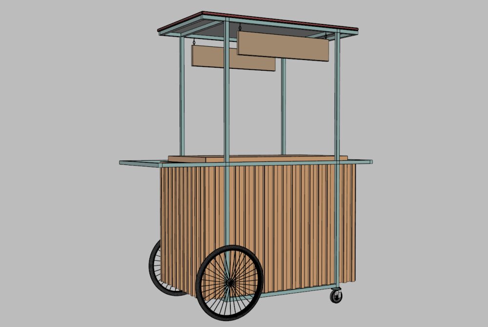 Wooden Push Cart 3D 모델 - 다운로드 거리 요소 on 3DModels.org