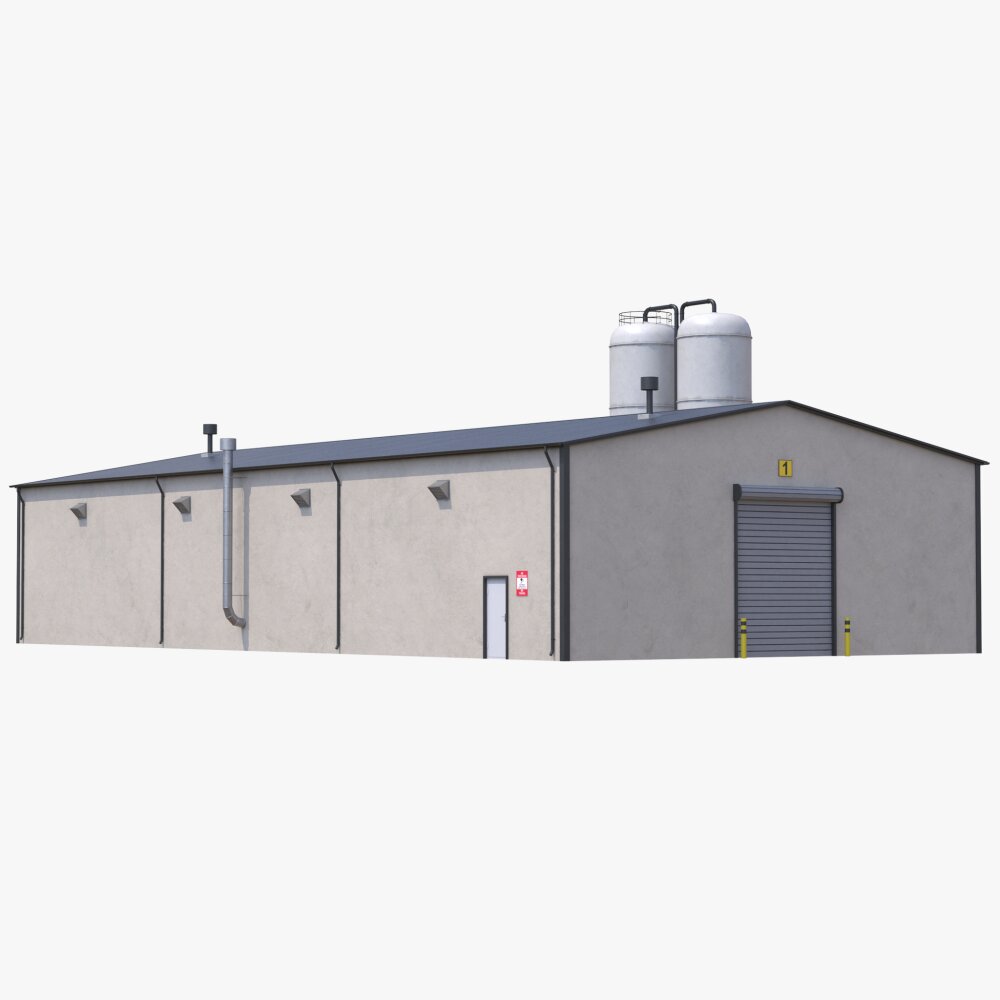 Entrepôt Industriel avec Système de Silo Double Modèle 3D - Télécharger ...
