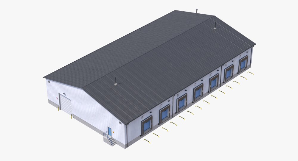 Industrial Warehouse with Loading Docks and Stair Access 3Dモデル - ダウンロード ...