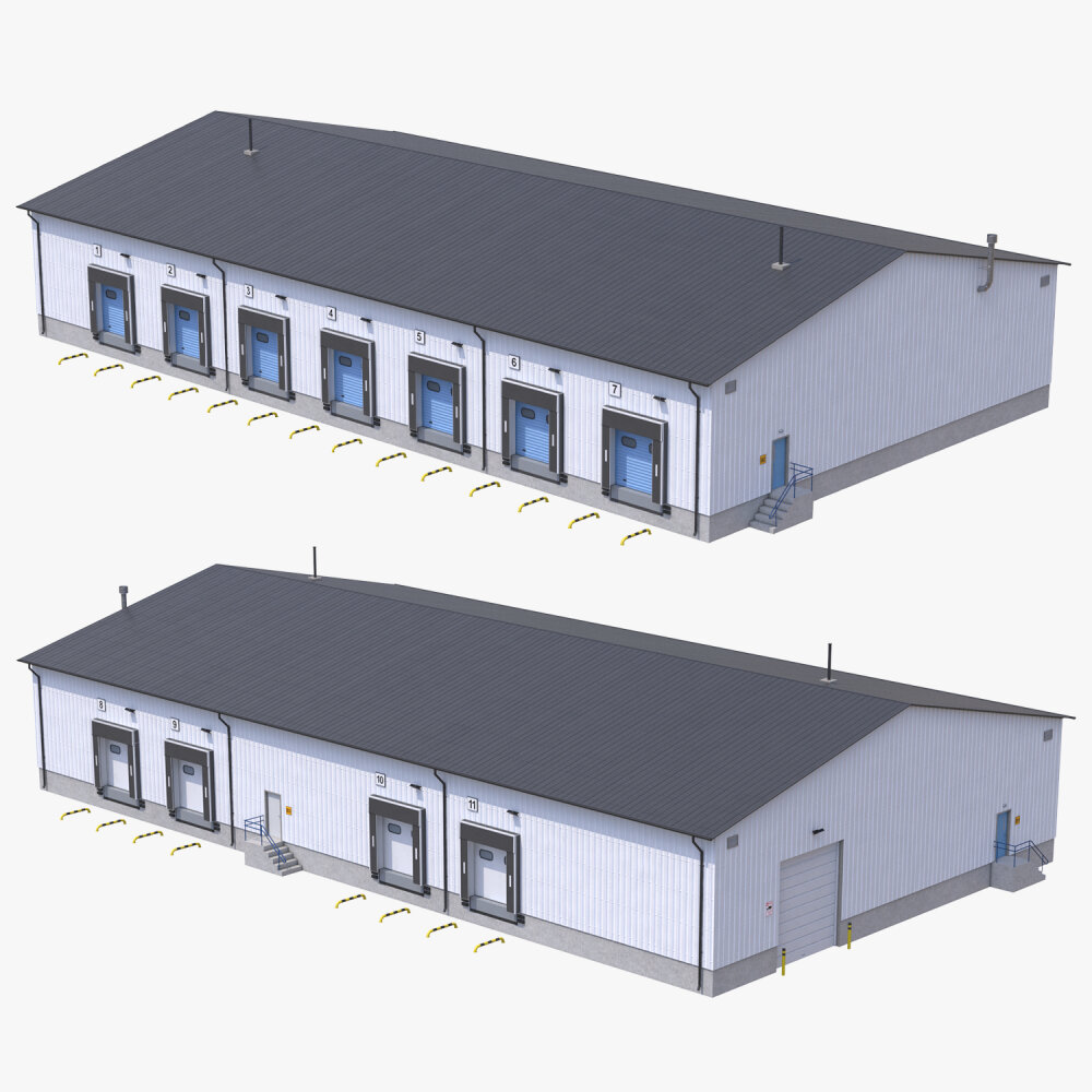 Industrial Warehouse with Loading Docks and Stair Access 3D model ...