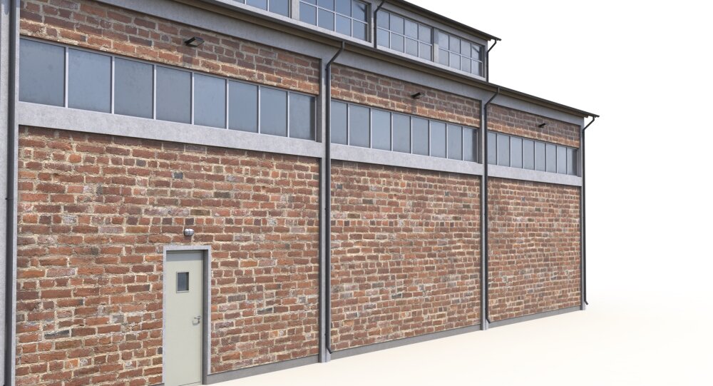 Entrepôt Industriel en Briques PBR Modèle 3D - Télécharger Bâtiment on ...