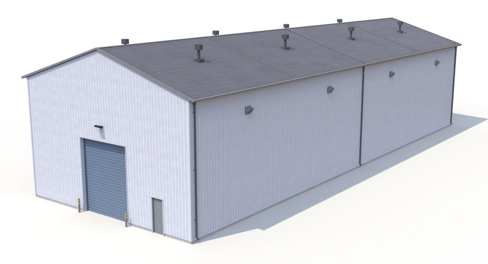 Entrepôt Industriel Avec Plusieurs Portes Sectionnelles PBR Modèle 3D ...