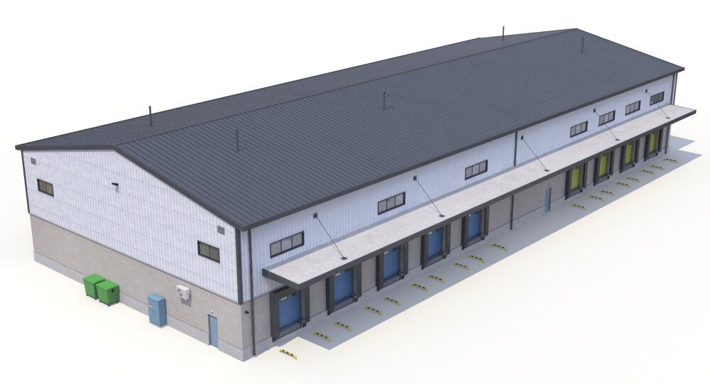Industrial Warehouse with Loading Docks 3D model - Download ...