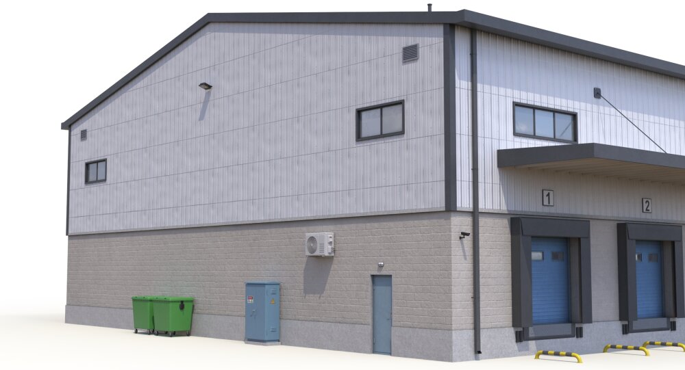 Entrepôt Industriel avec Quais de Chargement Modèle 3D - Télécharger ...