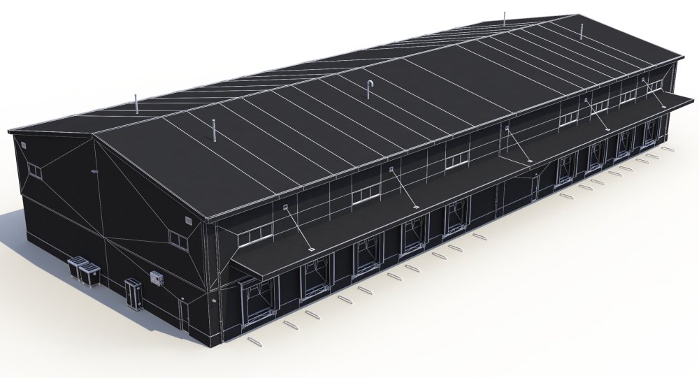 Entrepôt Industriel avec Quais de Chargement Modèle 3D - Télécharger ...
