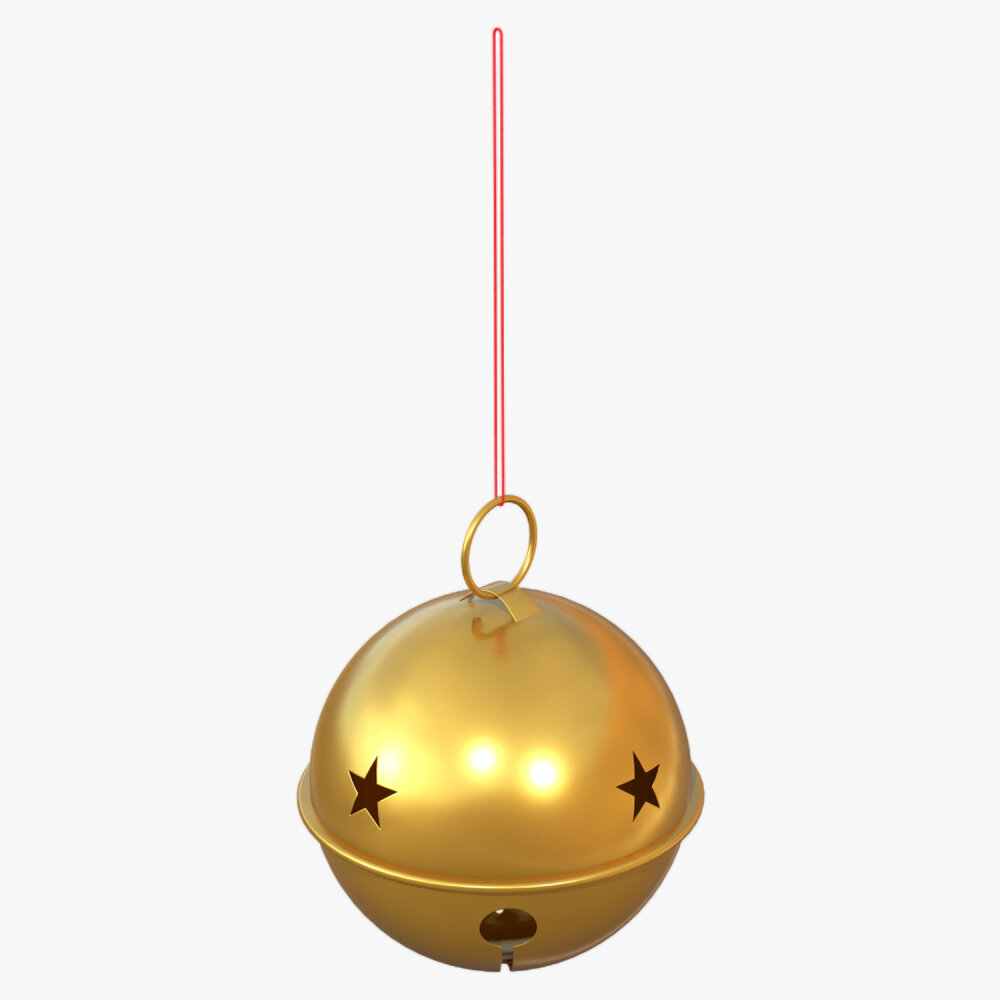 Golden Jingle Bell with Star Cutouts 3D model - Download Hobbies on ...