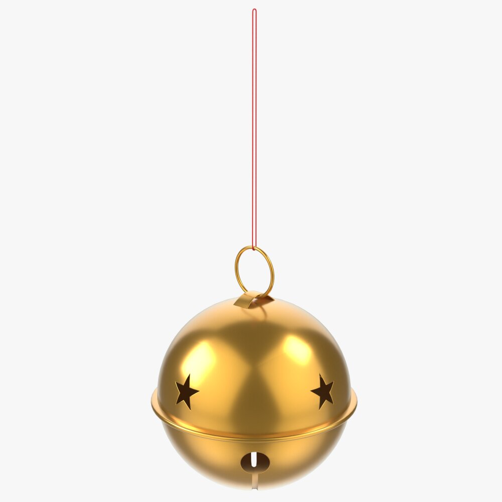 Golden Jingle Bell with Star Cutouts 3D model - Download Hobbies on ...