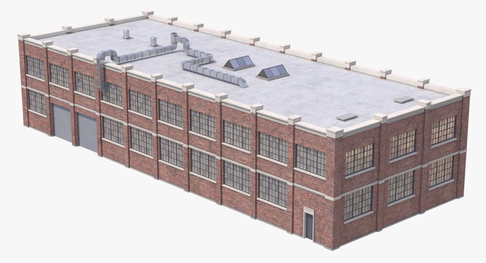 Entrepôt Industriel en Briques avec Grandes Fenêtres PBR Modèle 3D ...