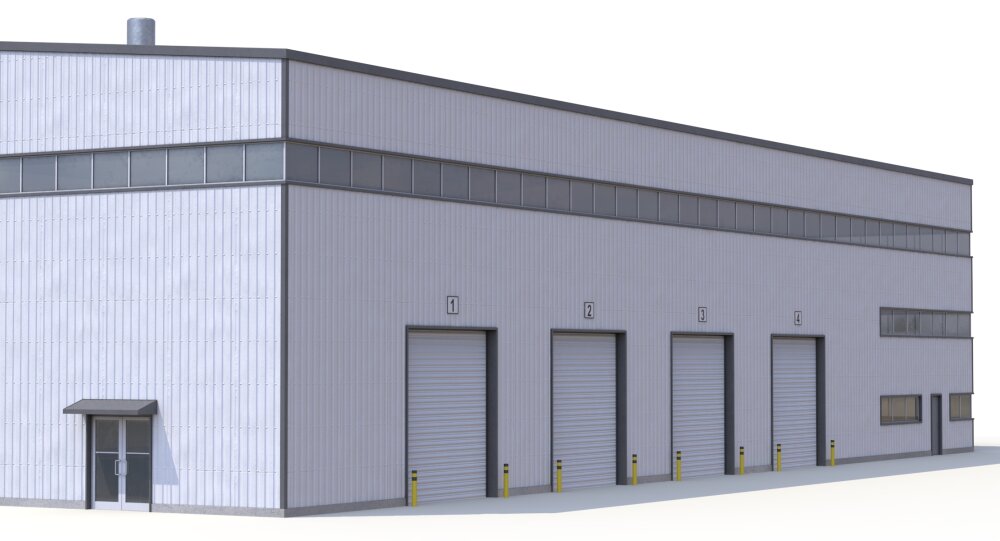 Industrial Warehouse Building with Multiple Loading Docks PBR 3D model ...