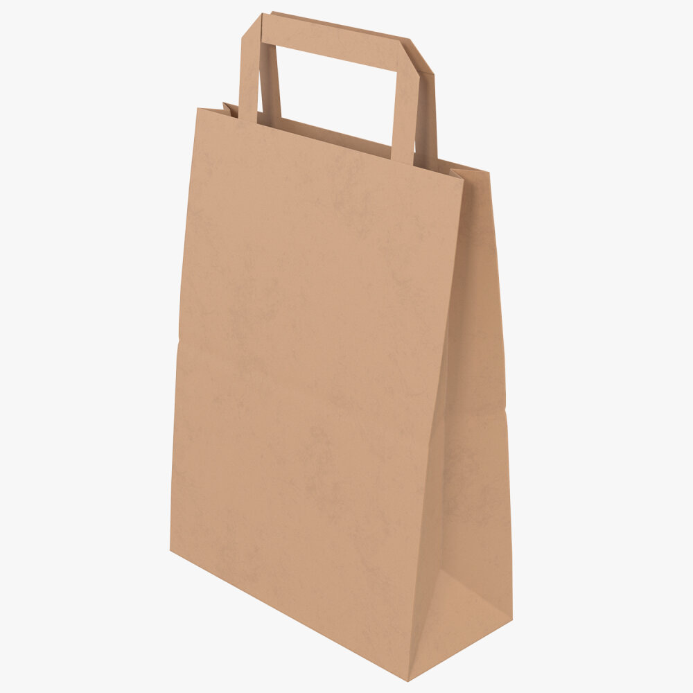Eco-Friendly Kraft Paper Bag 3D model - Download Packaging and Boxes on ...