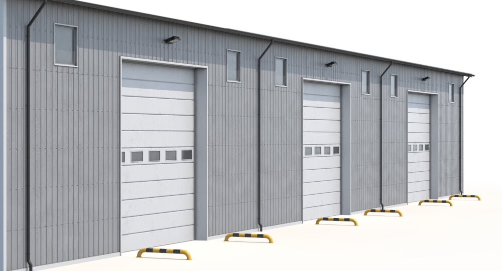 Industrial Warehouse Building with Multiple Bay Doors PBR 3D model ...
