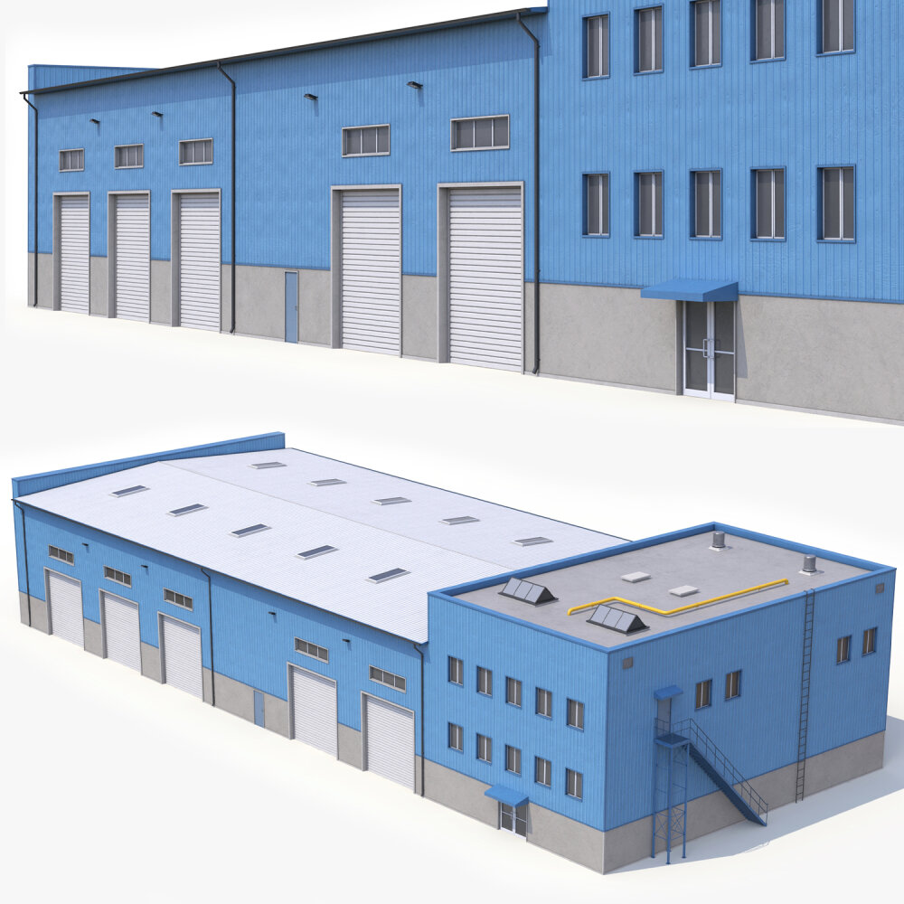 Complexe Entrepôt Industriel PBR Modèle 3D - Télécharger Bâtiment ...