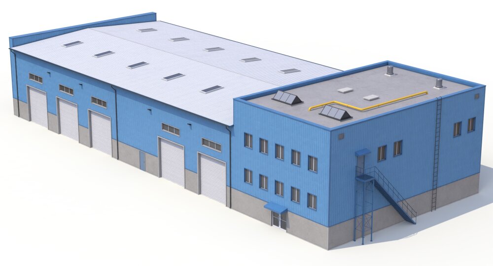 Complexe Entrepôt Industriel PBR Modèle 3D - Télécharger Bâtiment ...