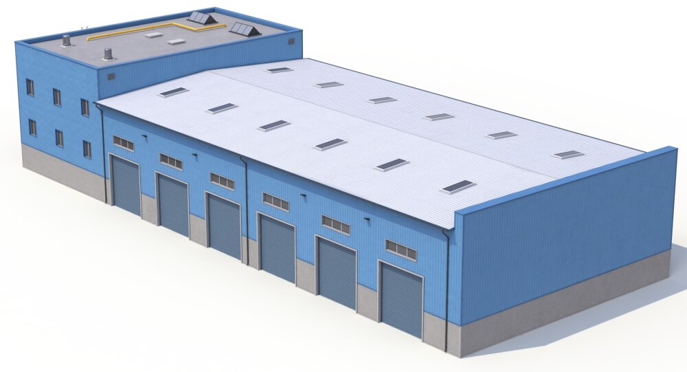 Complexe Entrepôt Industriel PBR Modèle 3D - Télécharger Bâtiment ...