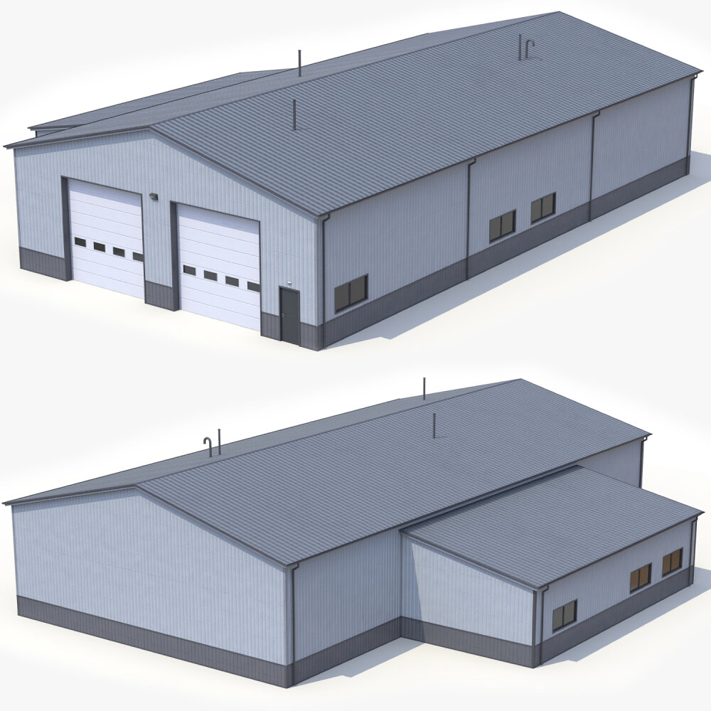 Large Industrial Warehouse with Dual Roller Doors PBR 3D model ...
