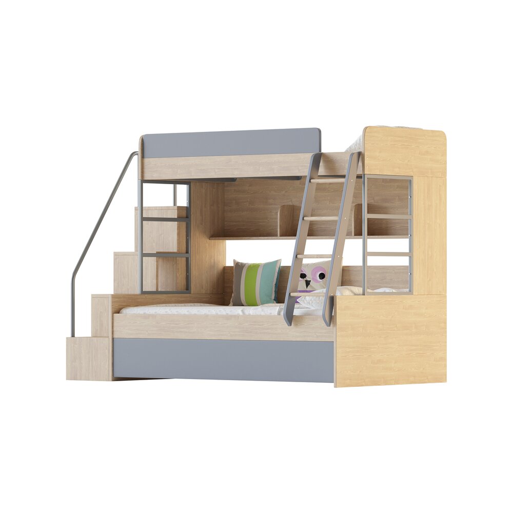 Modern Bunk Bed with Storage 3D model - Download Bed on 3DModels.org