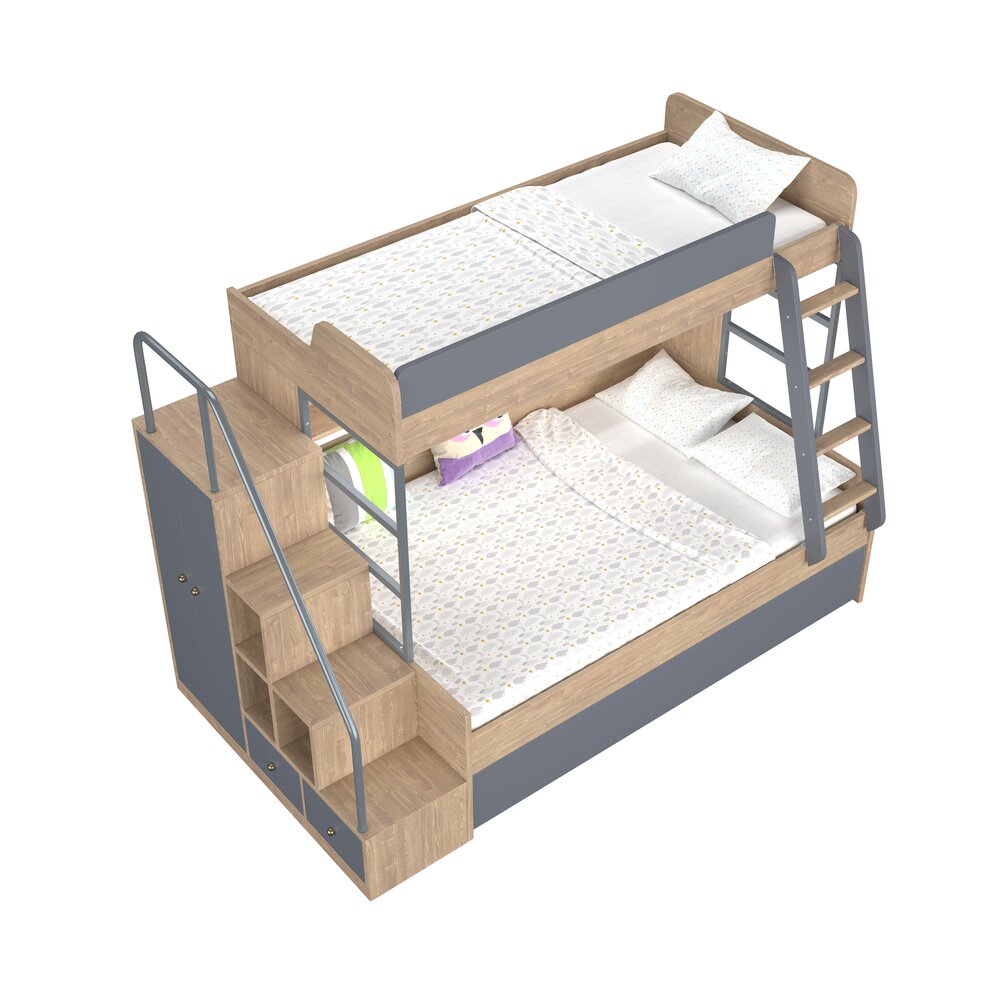 Modern Bunk Bed with Storage 3D model - Download Bed on 3DModels.org