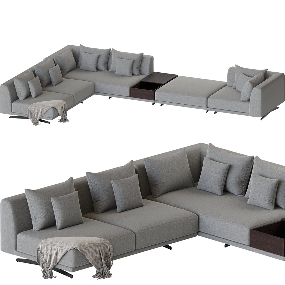 Modern Gray Modular Sofa 3D model - Download Sofa on 3DModels.org
