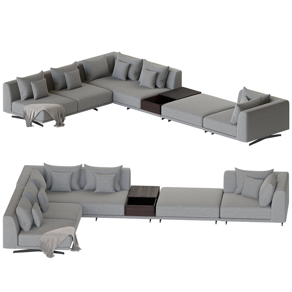 Modern Gray Modular Sofa 3D model - Download Sofa on 3DModels.org
